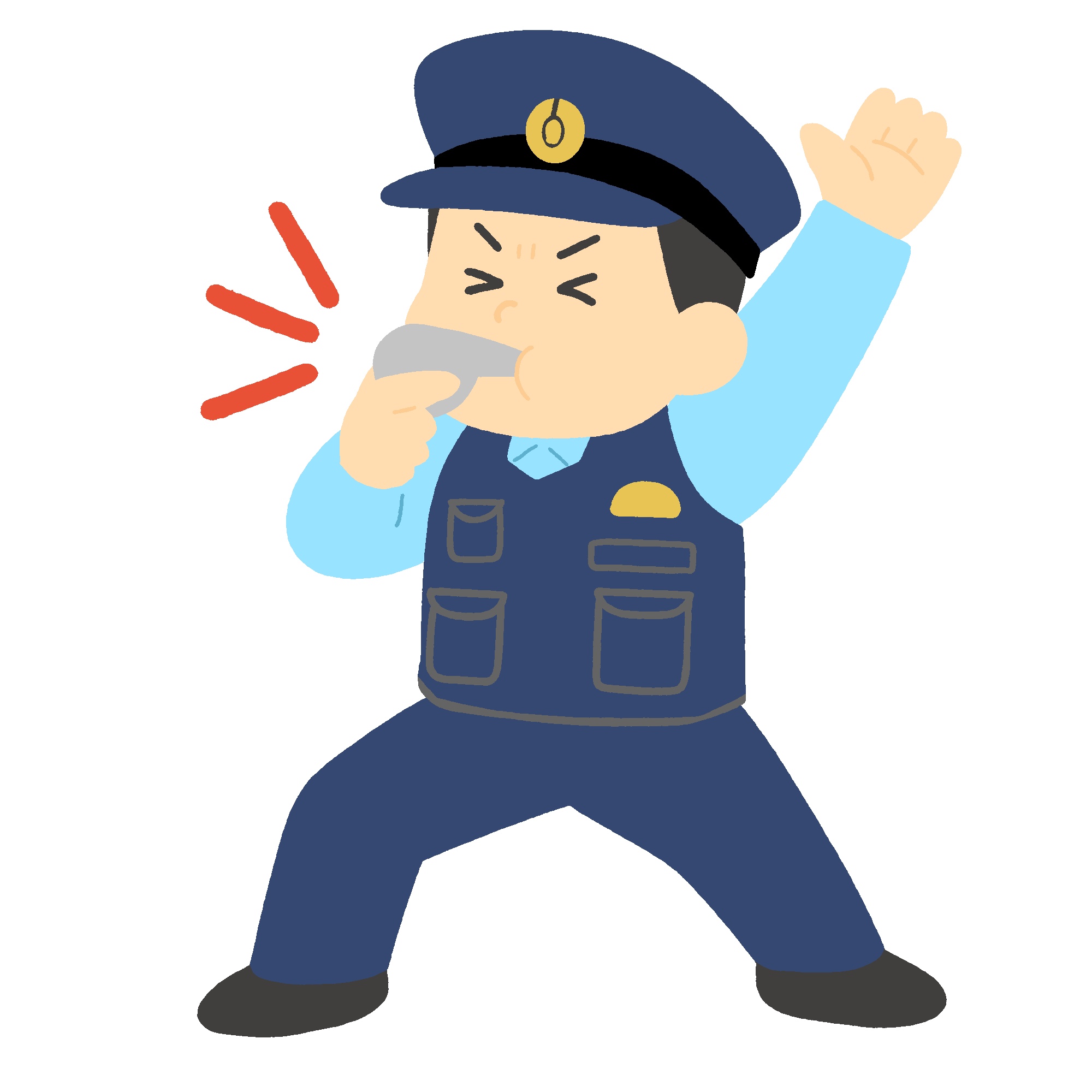 Clip art of policeman(whistle) - かわいい無料イラスト素材「てがきら」