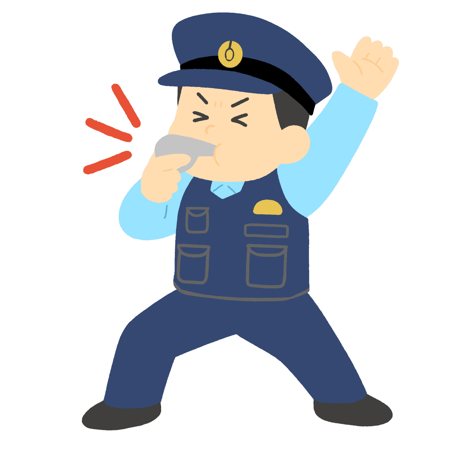 Clip art of policeman(whistle) - かわいい無料イラスト素材「てがきら」