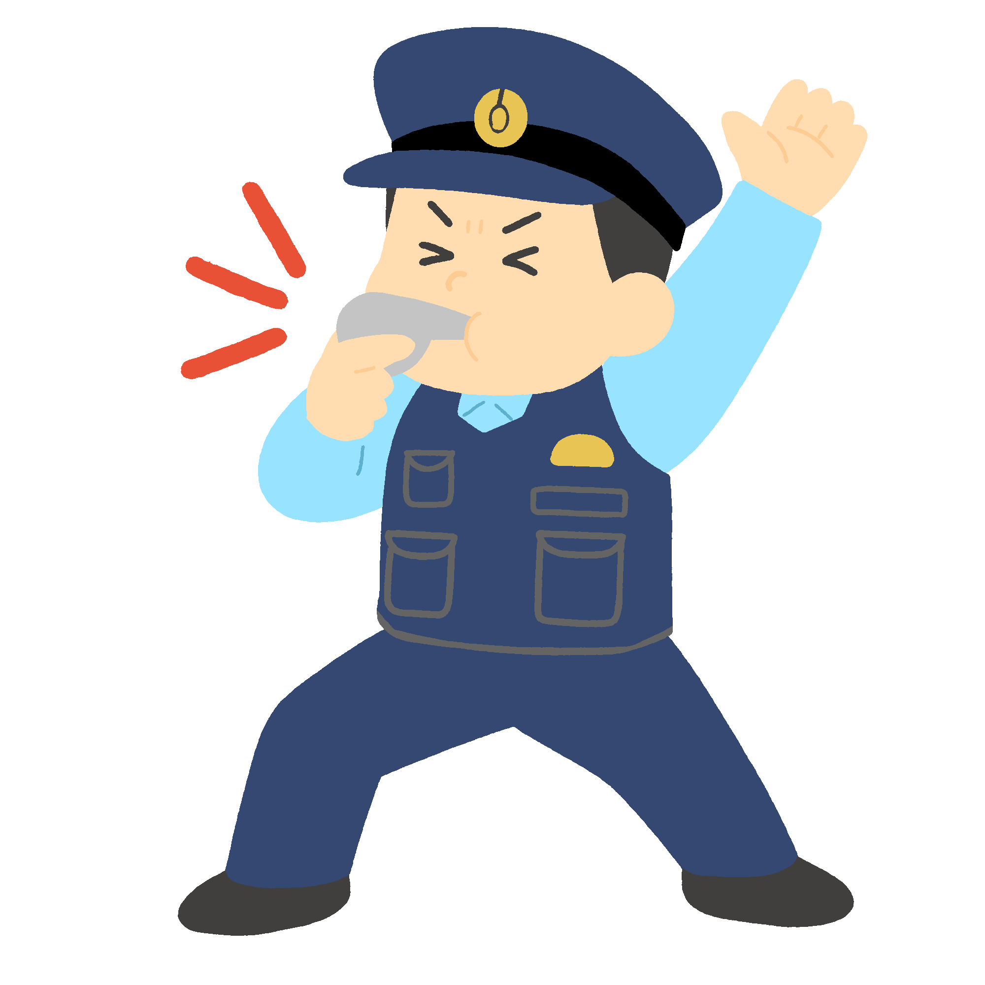 Clip art of policeman(whistle) - かわいい無料イラスト素材「てがきら」